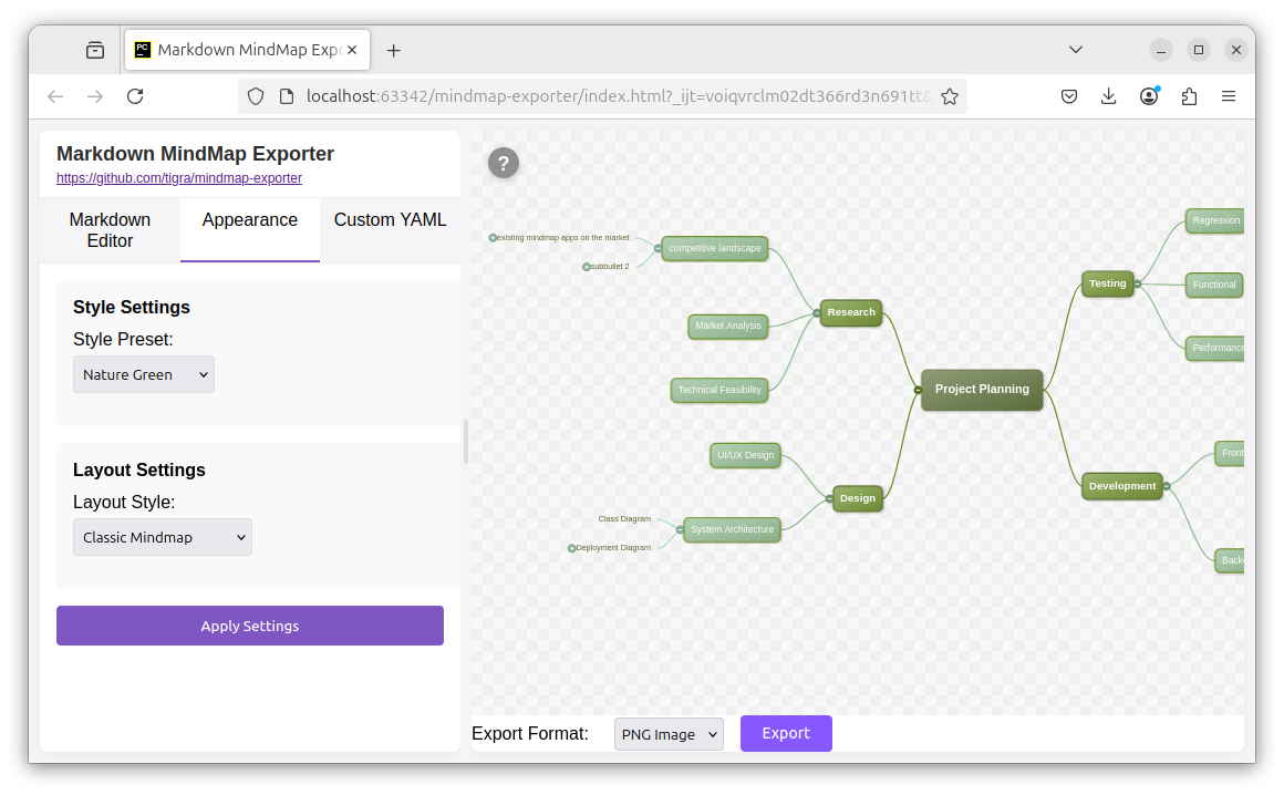 Markdown->MindMap converter